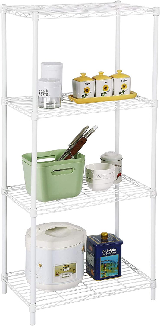 Robust White Wire Shelf 4-tier adjustable H:90 x L:45 x D:31 cm ...