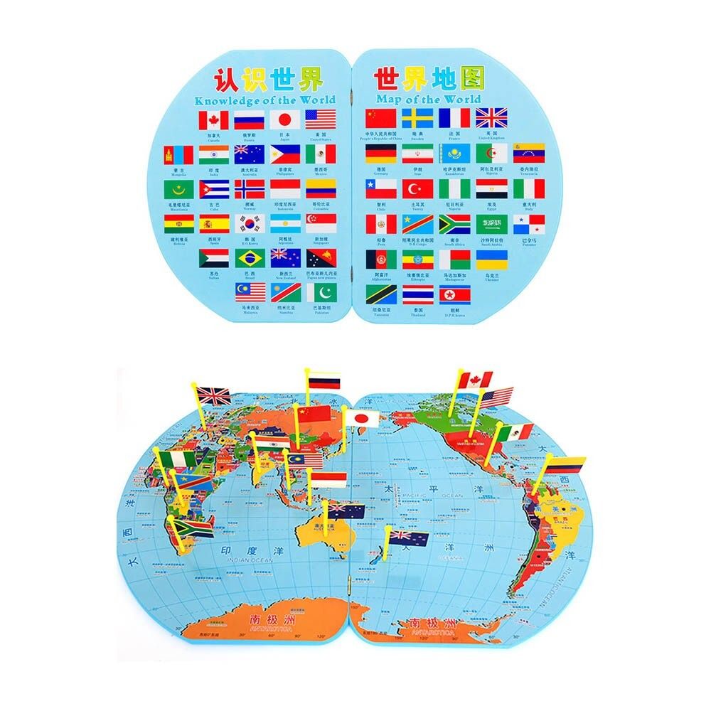 Wooden Map Board Flag Puzzle World Matching Puzzle Toy, Hobbies & Toys ...
