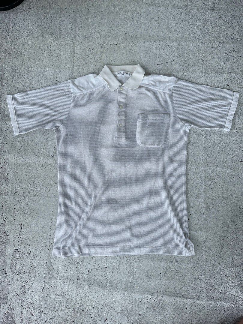 YSL vintage white polo, Men's Fashion, Tops & Sets, Tshirts & Polo ...