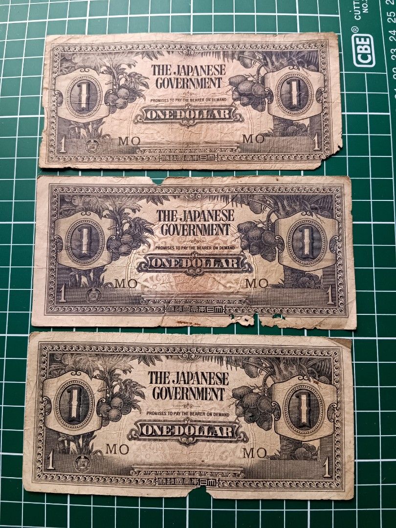1942 WWII Japanese Government Invasion Malaya Japanese Occupation One Dollar Banknote Wang ...