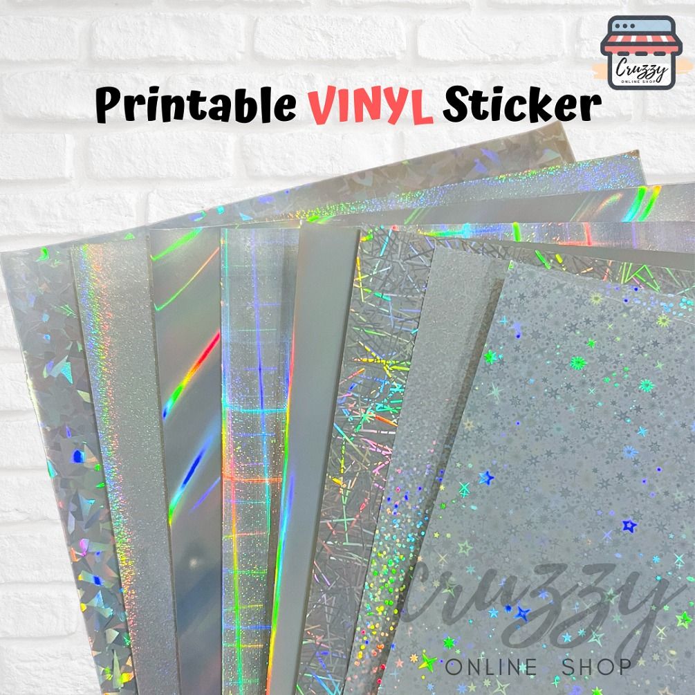 20 Sheets A4 Printable Holographic Vinyl Sticker Waterproof for INKJET ...