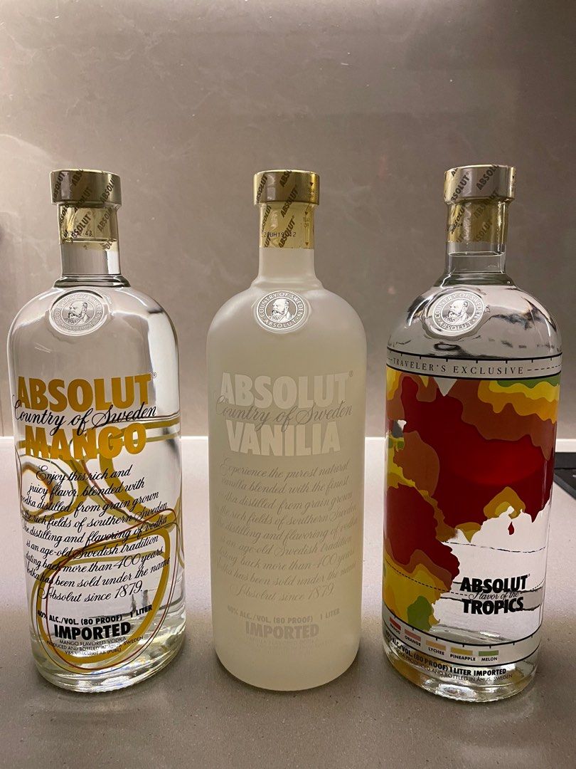 Absolut Vodka 1 liter , Food & Drinks, Alcoholic Beverages on Carousell