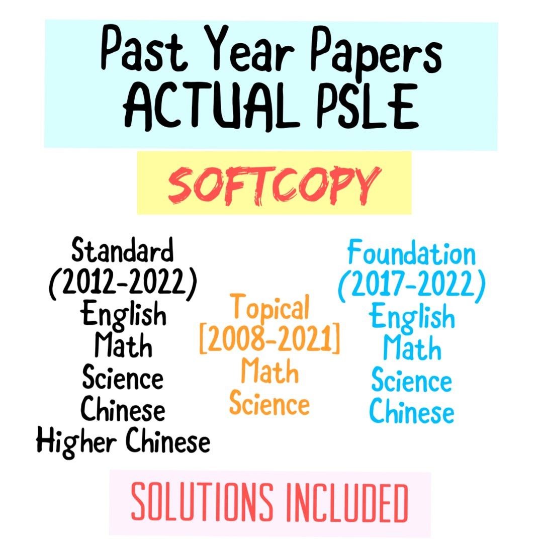 Actual PSLE Past Year Papers 2012 to 2022 PSLE MATH PSLE ENGLISH PSLE ...