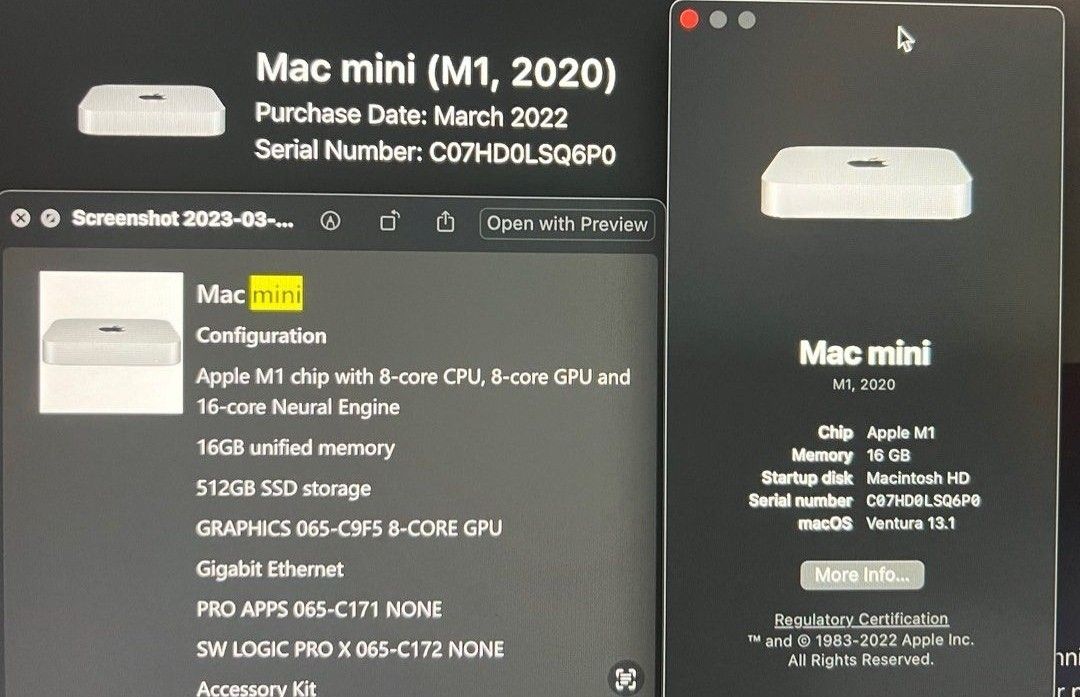 Apple M1 Mac Mini, 16gb Ram / 512gb SSD, Computers & Tech, Desktops on ...