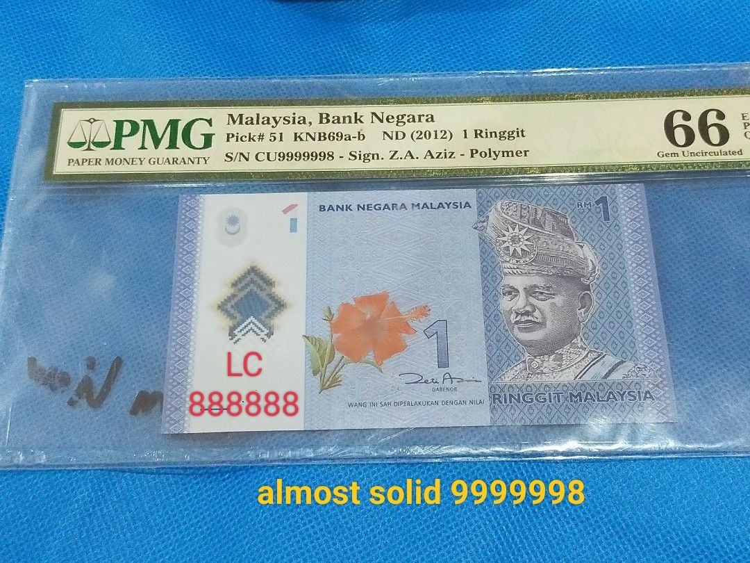 Banknote Malaysia Rm 1 almost solid, Hobbies & Toys, Collectibles ...