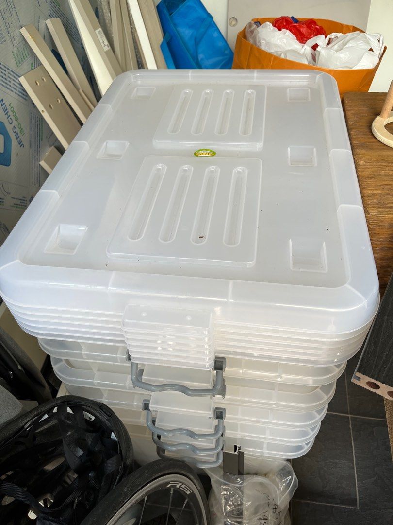 Big Plastic storage box with wheels and lids, Furniture & Home Living ...