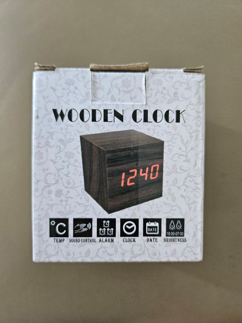 Brand New Wooden LED Clock with alarm, Furniture & Home Living, Home ...
