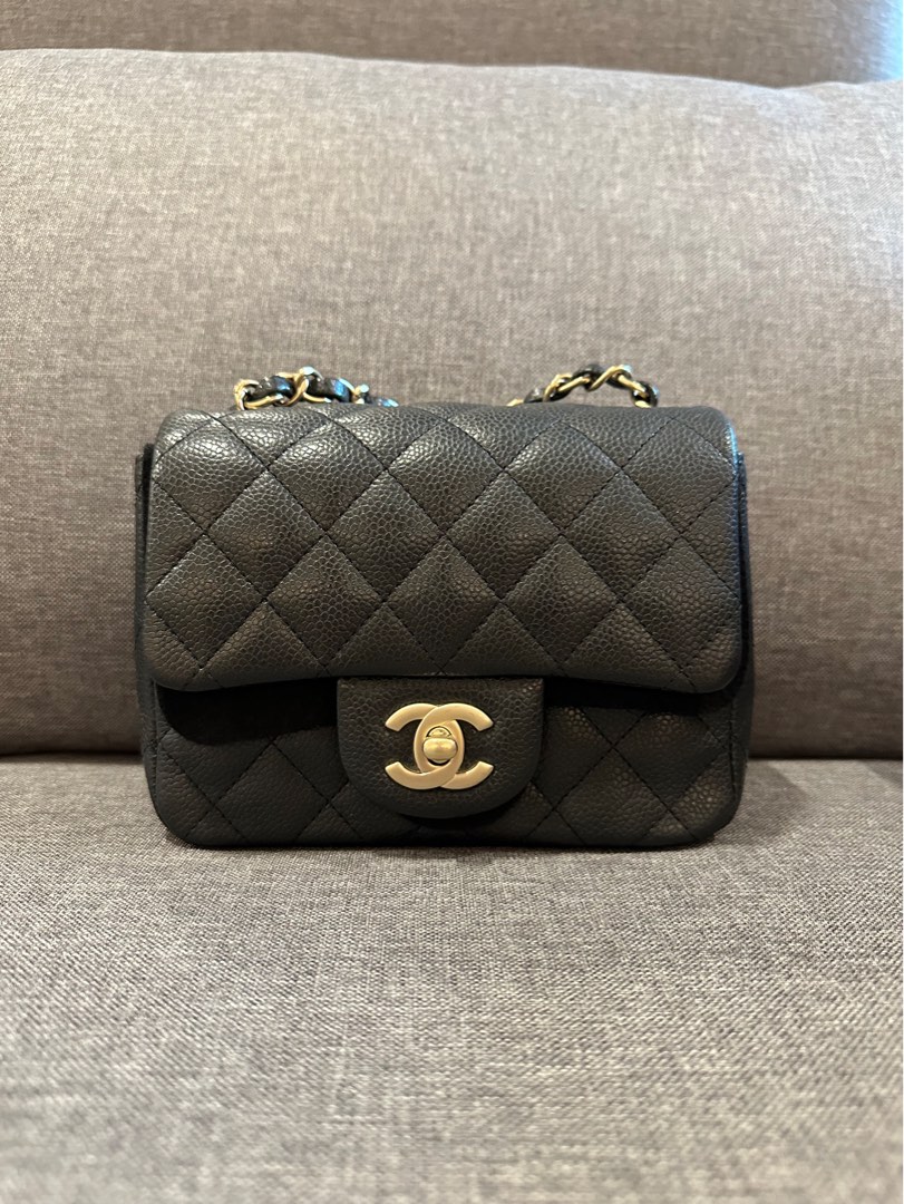 Chanel Black Caviar Mini Square GHW, Luxury, Bags & Wallets on Carousell