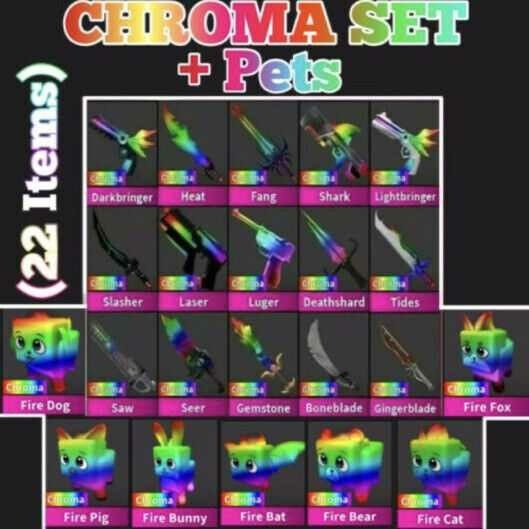 CHEAPEST CHROMA SET MM2 | MURDER MYSTERY 2, Video Gaming, Gaming ...