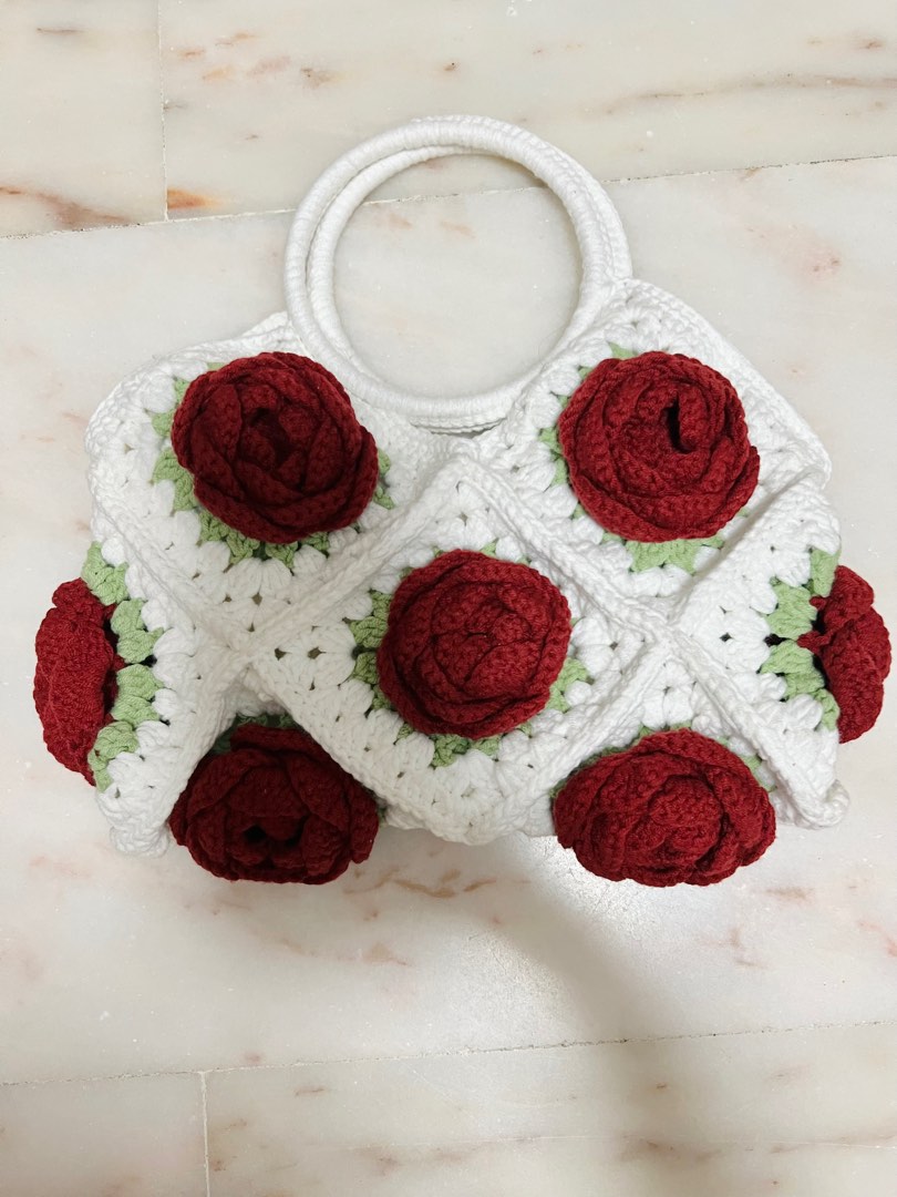 Crochet Roses bag, Women's Fashion, Bags & Wallets, Shoulder Bags on ...