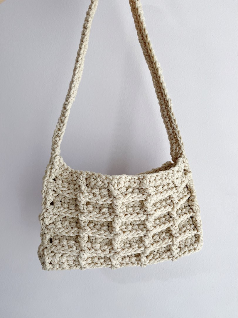 Crochet Waffle Bag, Women's Fashion, Bags & Wallets, Shoulder Bags on ...