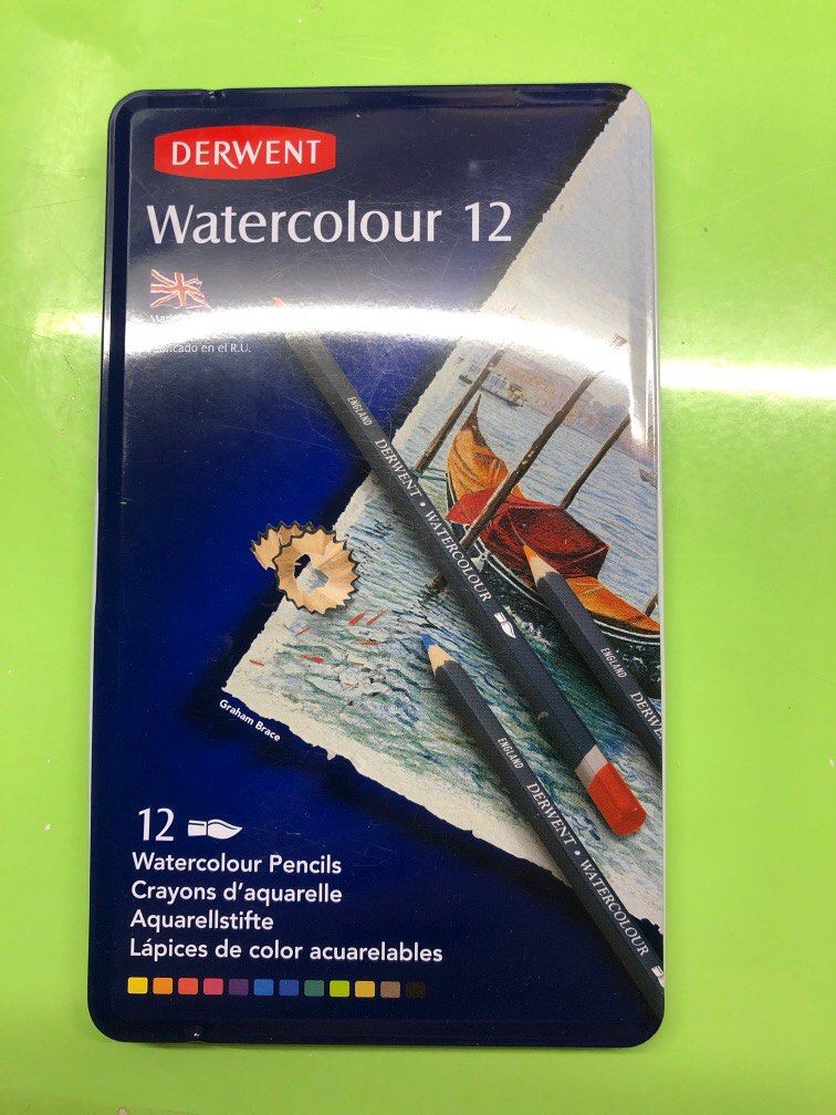 Derwent Watercolour Pencils 12 Tin, 興趣及遊戲, 手作＆自家設計, 文具及工藝 - 畫作及印刷品 - Carousell