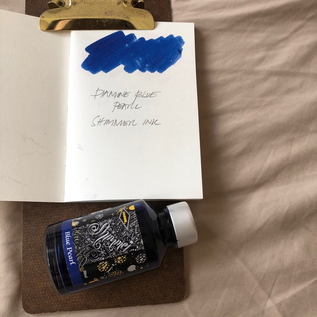 Diamine blue pearl shimmer ink 50ml fountain pen ink on Carousell
