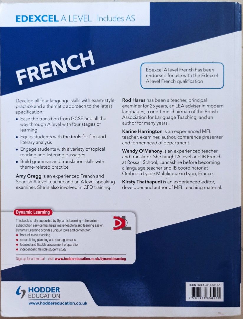 EDEXCEL A Level French, 興趣及遊戲, 書本 & 文具, 教科書 - Carousell