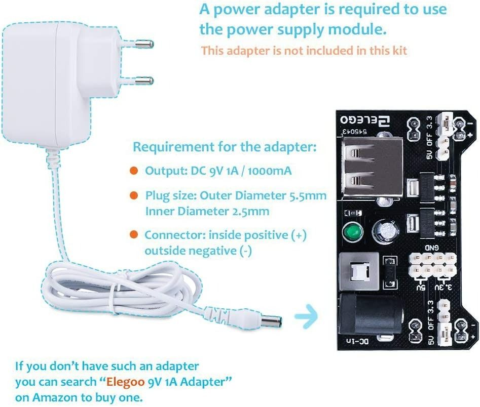 ELEGOO Electronic Fun Kit Breadboard Cable Resistor Capacitor LED ...