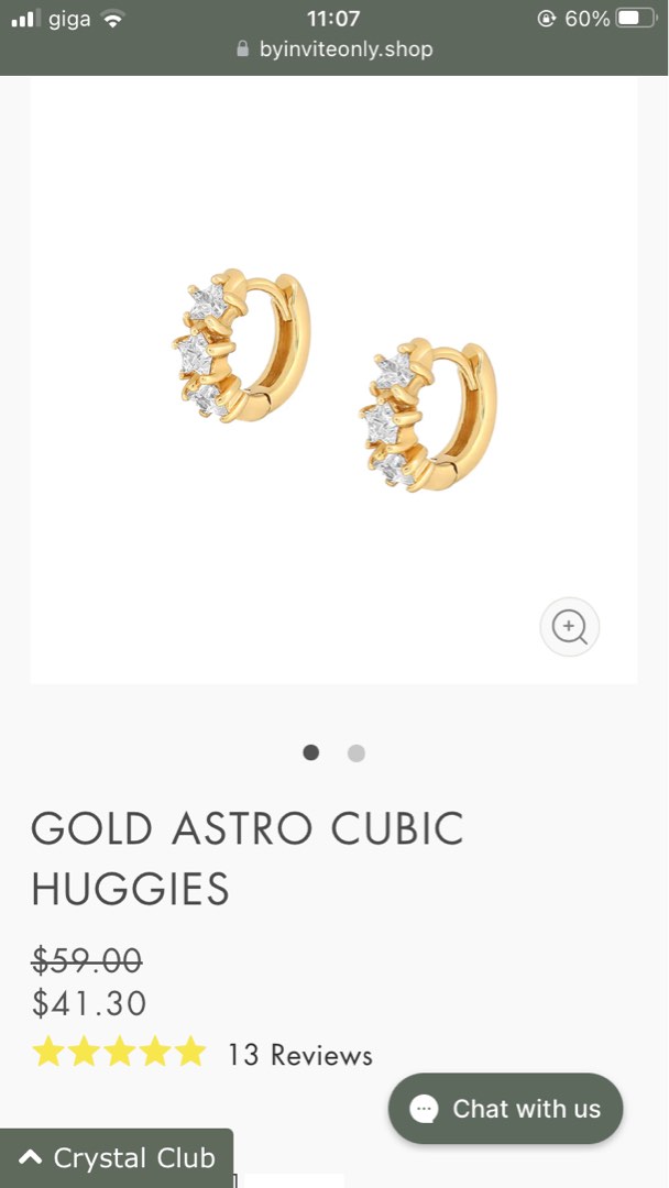 Gold Astro Cubic Huggies By Invite Only, Women's Fashion, Jewelry ...