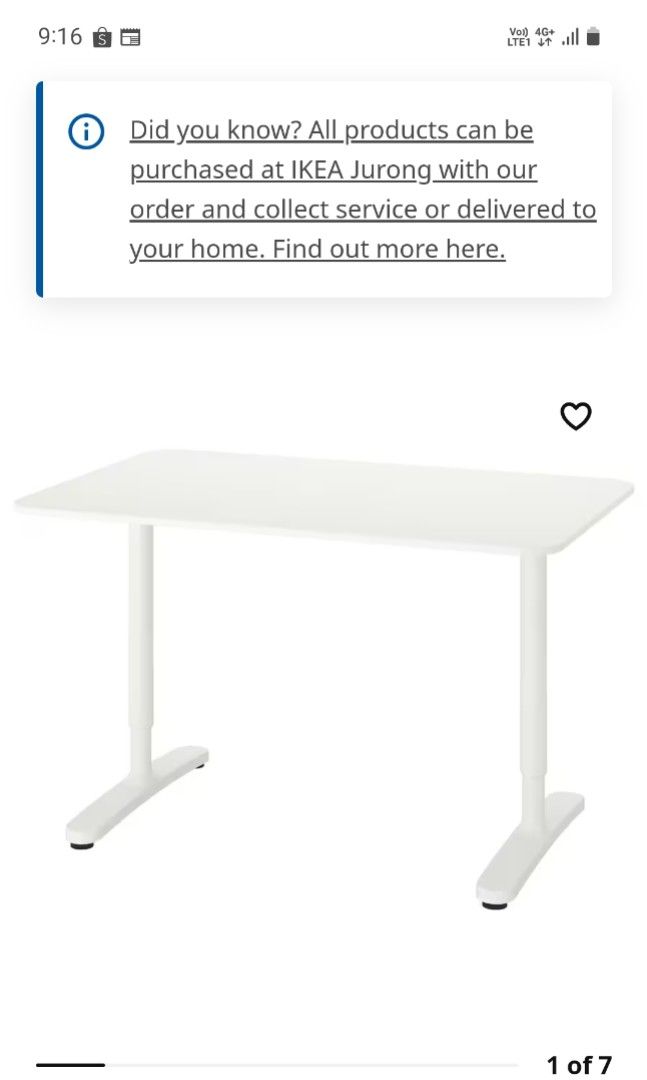 IKEA Bekant Study Table, Furniture & Home Living, Furniture, Tables ...