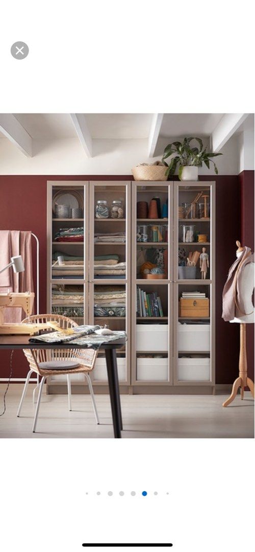 Ikea Billy kitchen cabinets, BILLY Bookcase with glass doors Grey ...