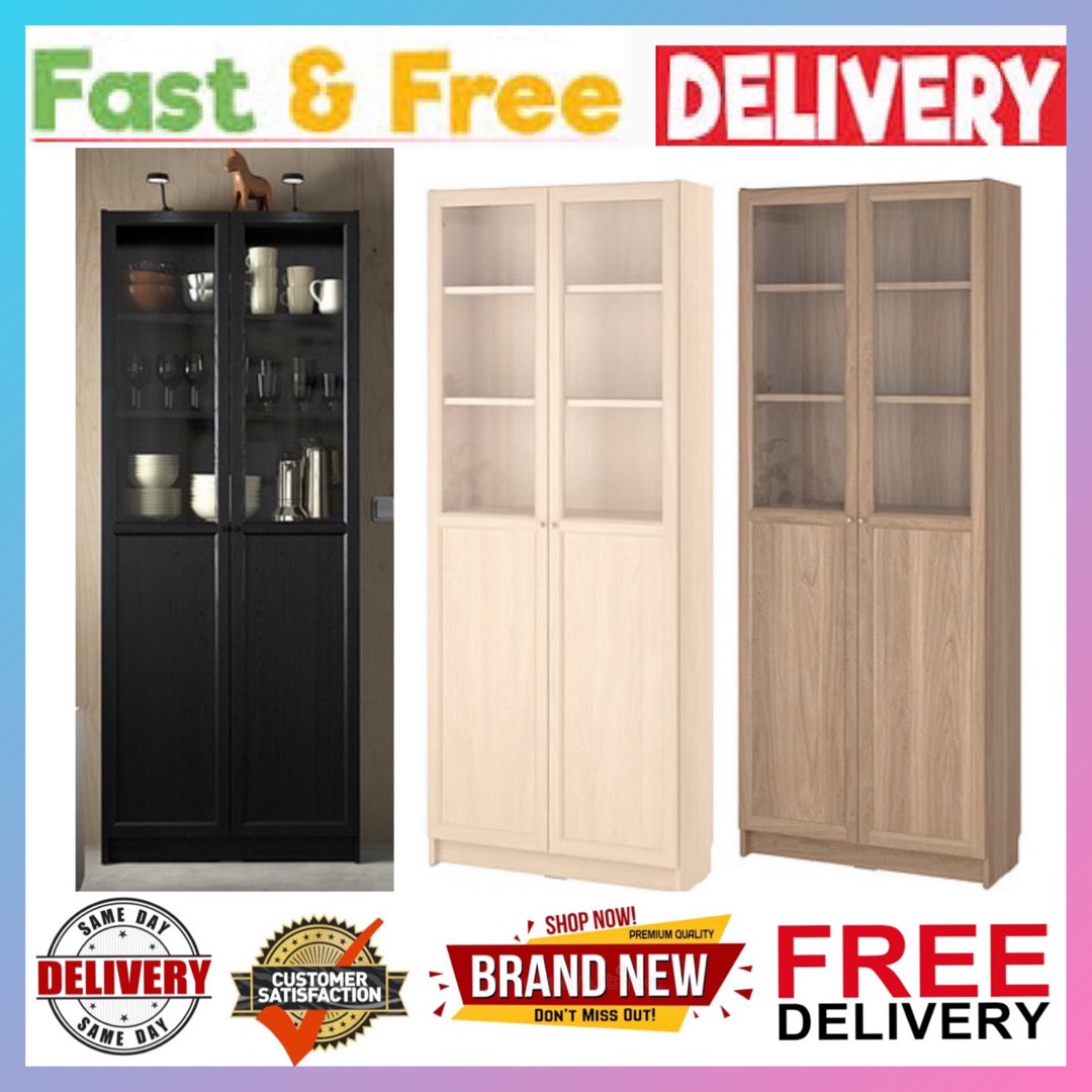 Ikea Billy kitchen cabinets, ikea Billy bookcase with glass, Furniture ...