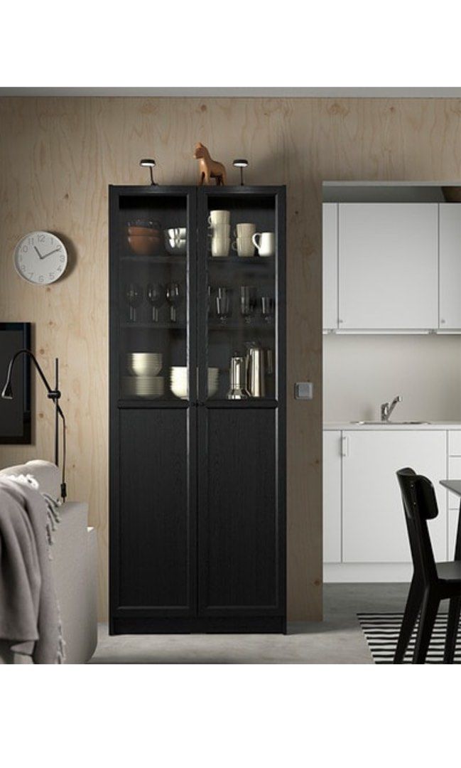 Ikea Billy kitchen cabinets, ikea Billy bookcase with glass Malm ...