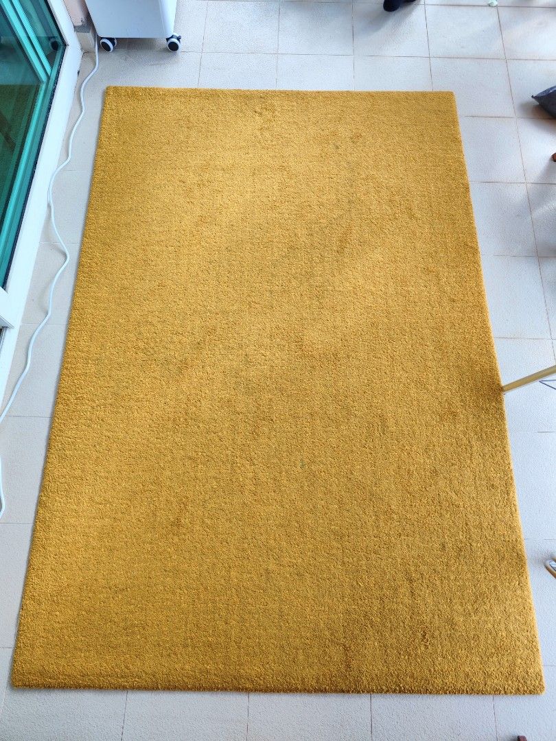 Ikea Langsted Yellow Soft Carpet Rug, Furniture & Home Living, Home ...