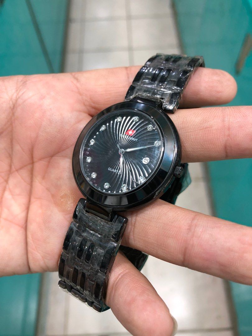 Jam tangan pria swiss army quartz stainles steel, Fesyen Pria, Jam ...