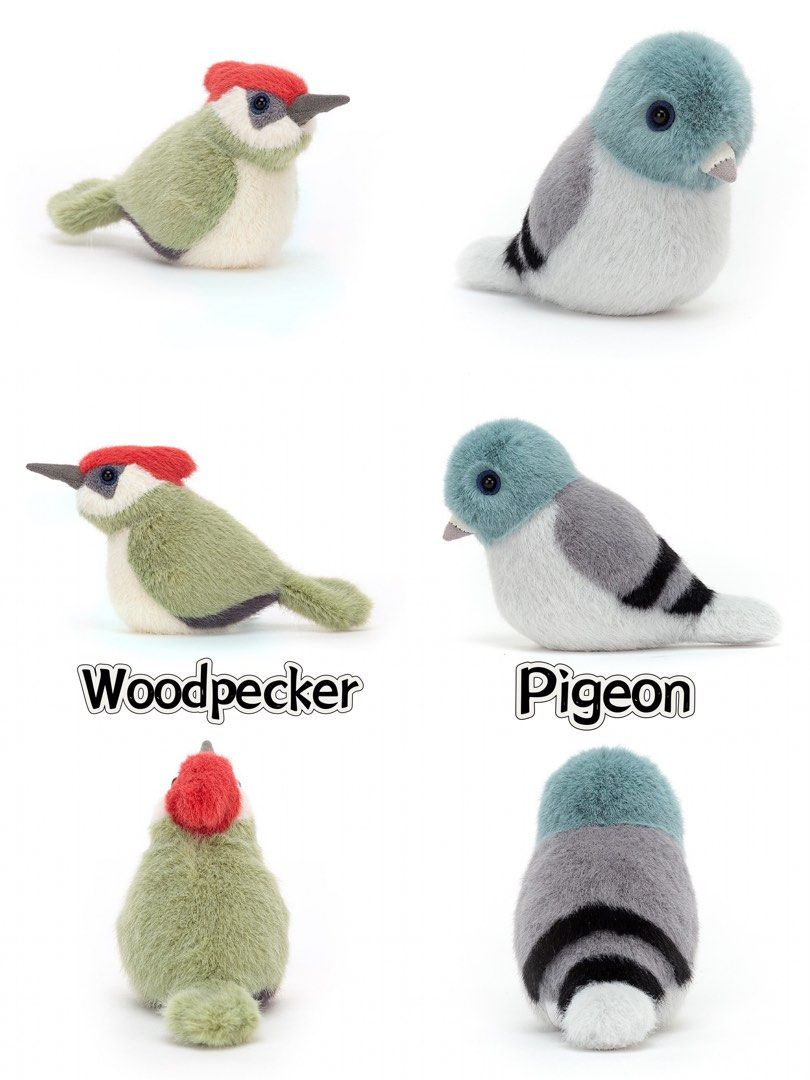 Jellycat Birdling Hummingbird, Seagull, Woodpecker, Pigeon, Blue Jay ...