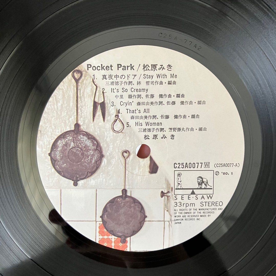 MIKI MATSUBARA - Pocket Park (1980 Japan Press, Vinyl LP), Hobbies ...