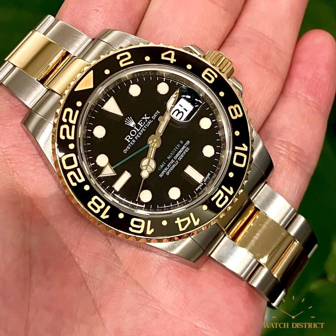 MINT Rolex Half Gold GMT Master II 116713LN FULL SET, Luxury, Watches ...