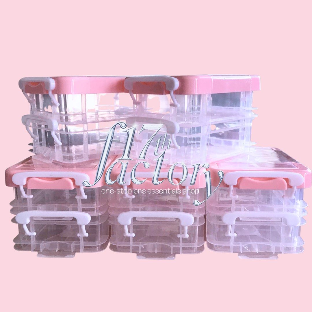 Mr. DIY Pink 2 Layer Stackable Box Storage Organizer Container BNS ...