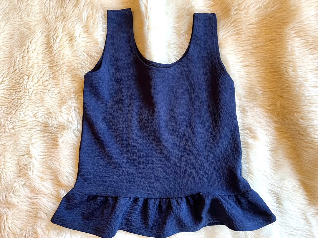 Navy Blue Cute Top on Carousell