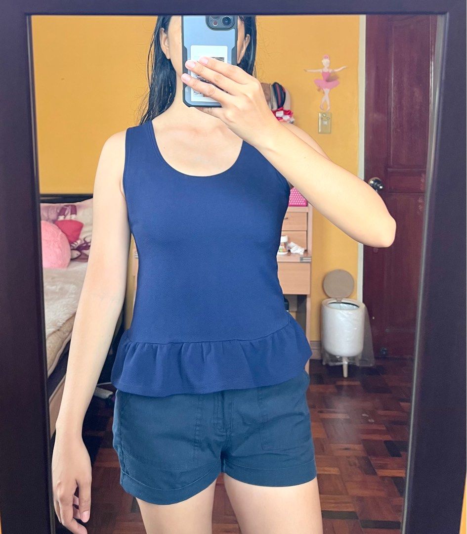 Navy Blue Cute Top on Carousell