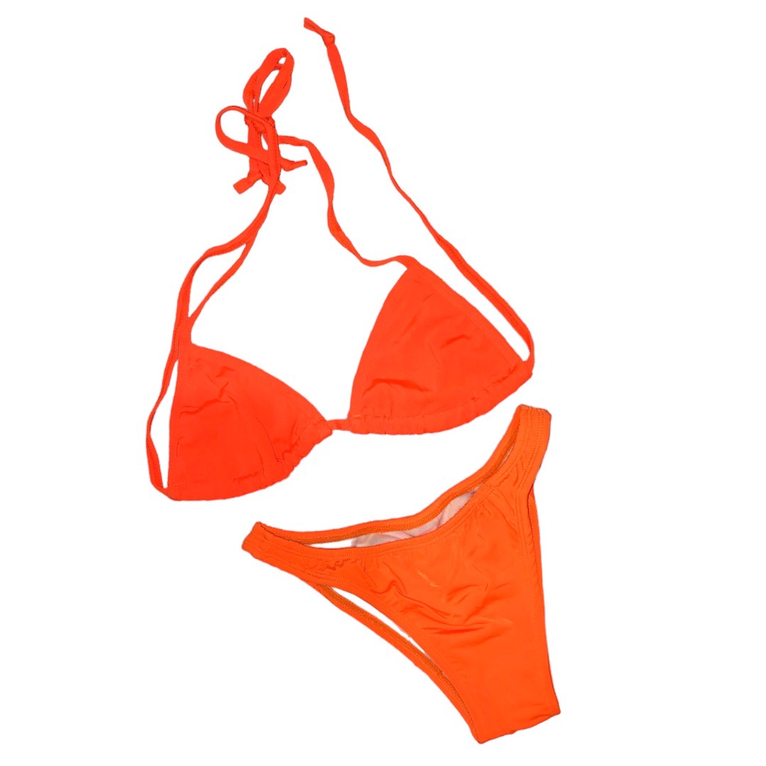 Neon Orange Triangle Bikini, Women's Fashion, Swimwear, Bikinis ...