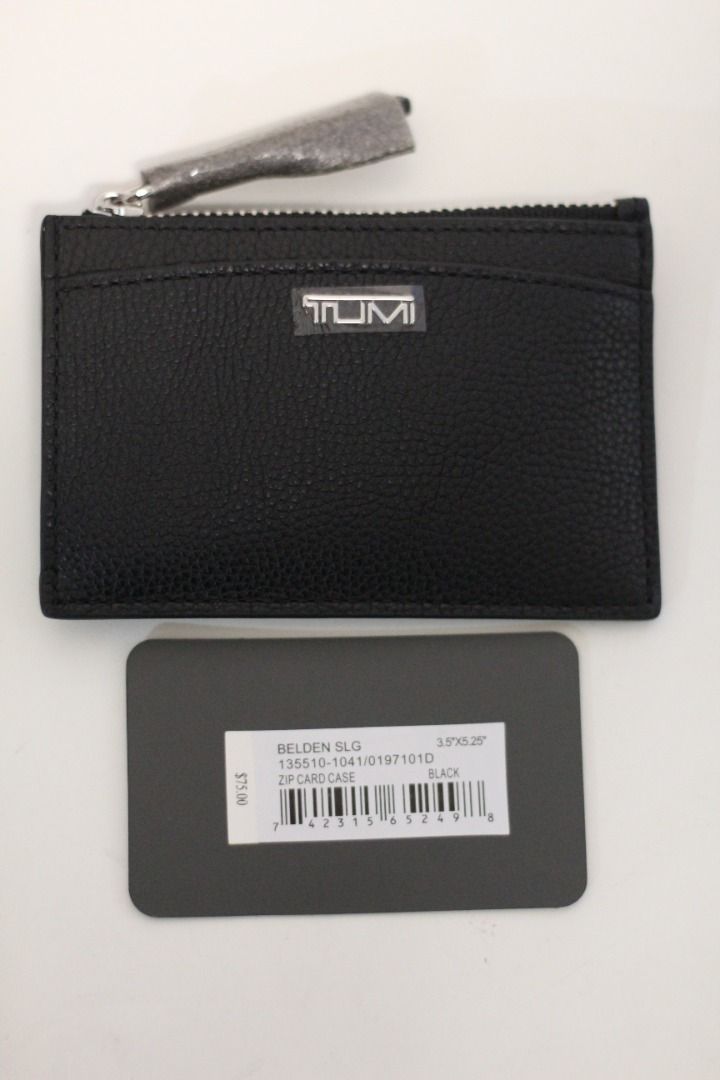 New Tumi 197101D - Belden SLG Pebbled Leather Zip Card Case / key chain ...