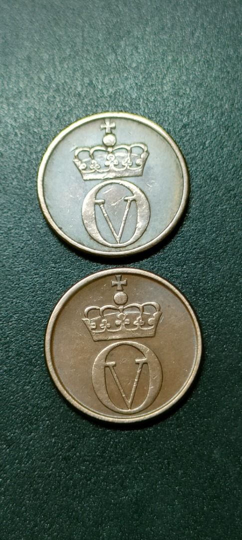Norway Olav V Squirrel 1 Ore 1963 & 1971 ( 2 Coins ), Hobbies & Toys ...
