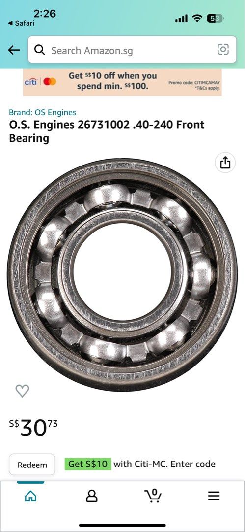 OS Engine Heli Nitro Engine Bearing 26731002, Hobbies & Toys, Toys ...