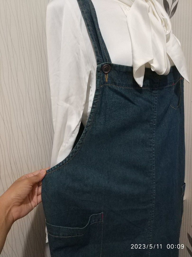 Overall Jeans No Minus Jumbo - LD : 114, PB : 108, Fesyen Wanita, Pakaian Wanita, Jumpsuits di ...