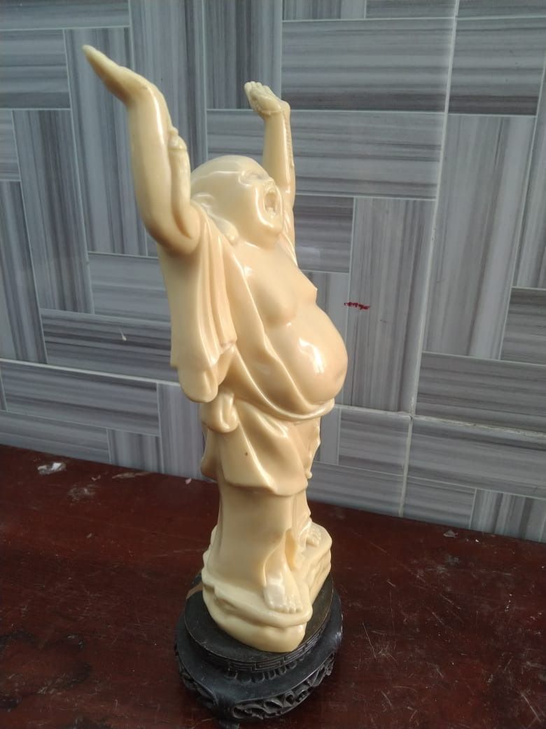 Patung Budha Julai Ketawa Fiber Kuno Jadul Antik, Antik, Pajangan di Carousell