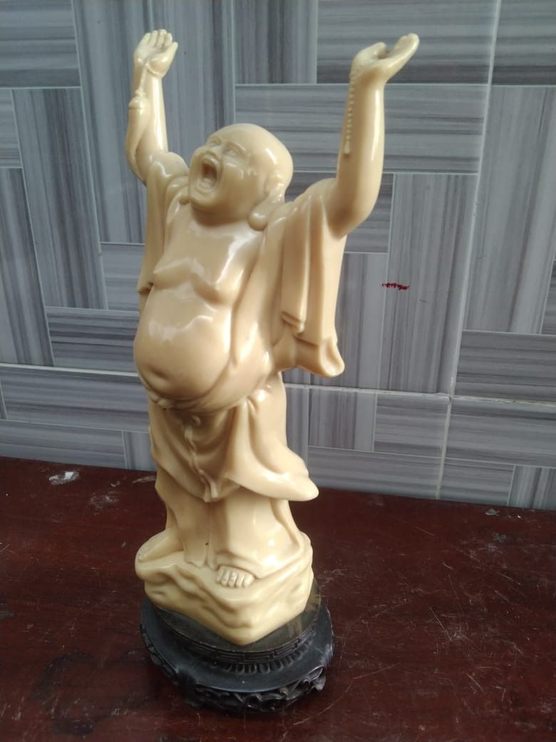 Patung Budha Julai Ketawa Fiber Kuno Jadul Antik, Antik, Pajangan di Carousell