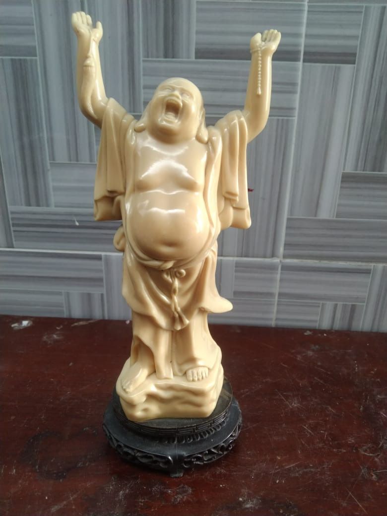 Patung Budha Julai Ketawa Fiber Kuno Jadul Antik, Antik, Pajangan di Carousell