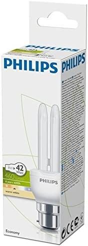 Philips Economy Compact Fluorescent Stick B22 Bayonet Cap Light Bulb, 8 ...