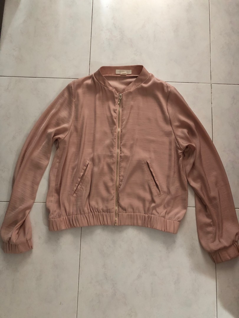 Pink sheer bomber jacket, Women's Fashion, Coats, Jackets and Outerwear ...