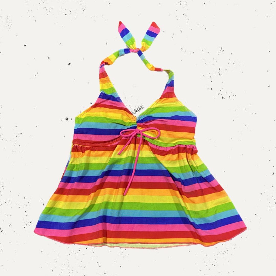 Rainbow Halter Top, Women's Fashion, Tops, Sleeveless on Carousell
