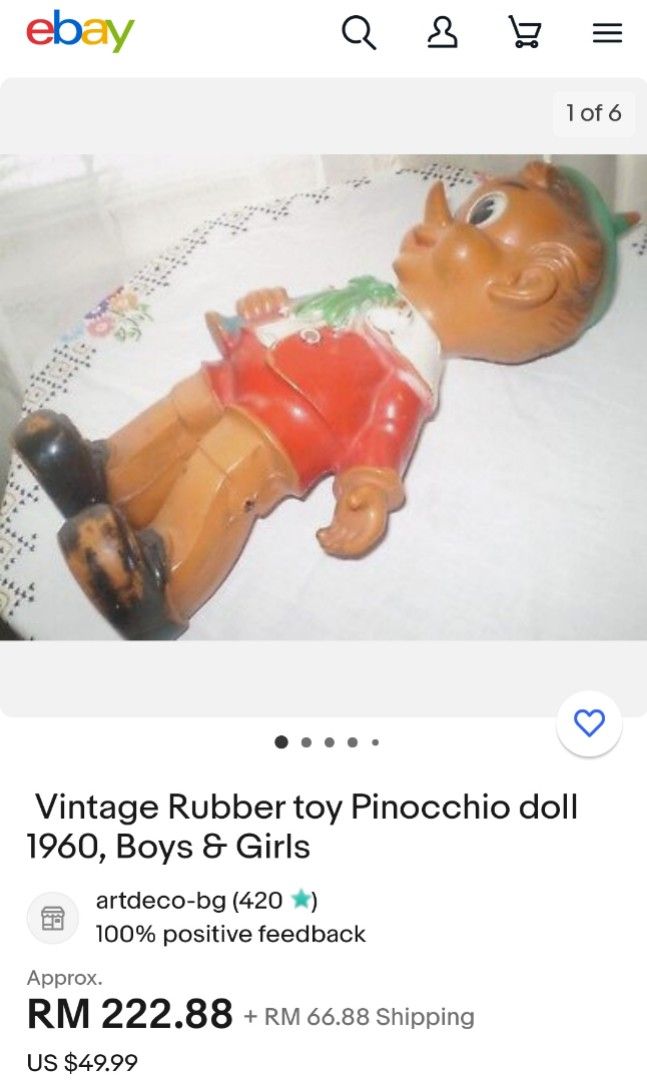 Rare Vintage 60s Rubber Pinocchio Made in Italy, Hobbies & Toys ...