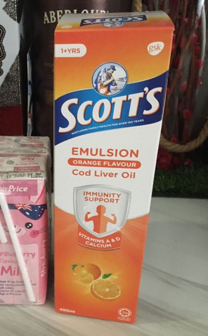 Scotts emulsion cod liver oil orange, Health & Nutrition, Health ...