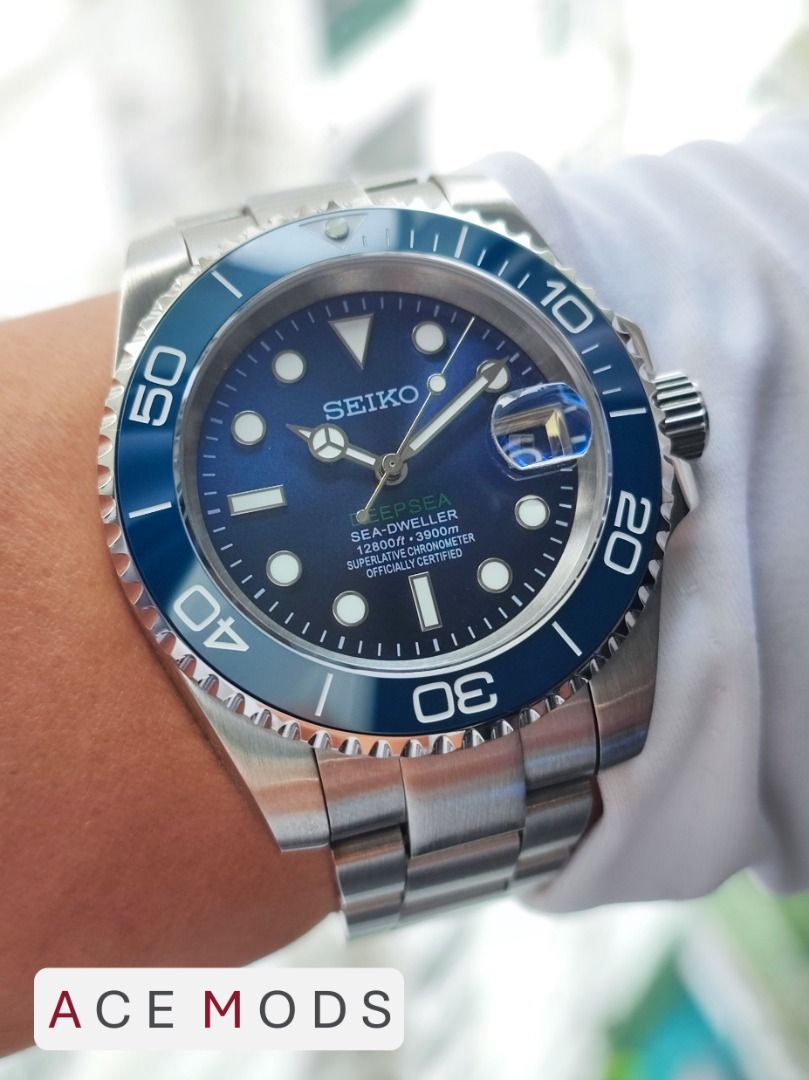 Seiko Mod Deep Sea with Blue Dial, Men's Fashion, Watches & Accessories ...