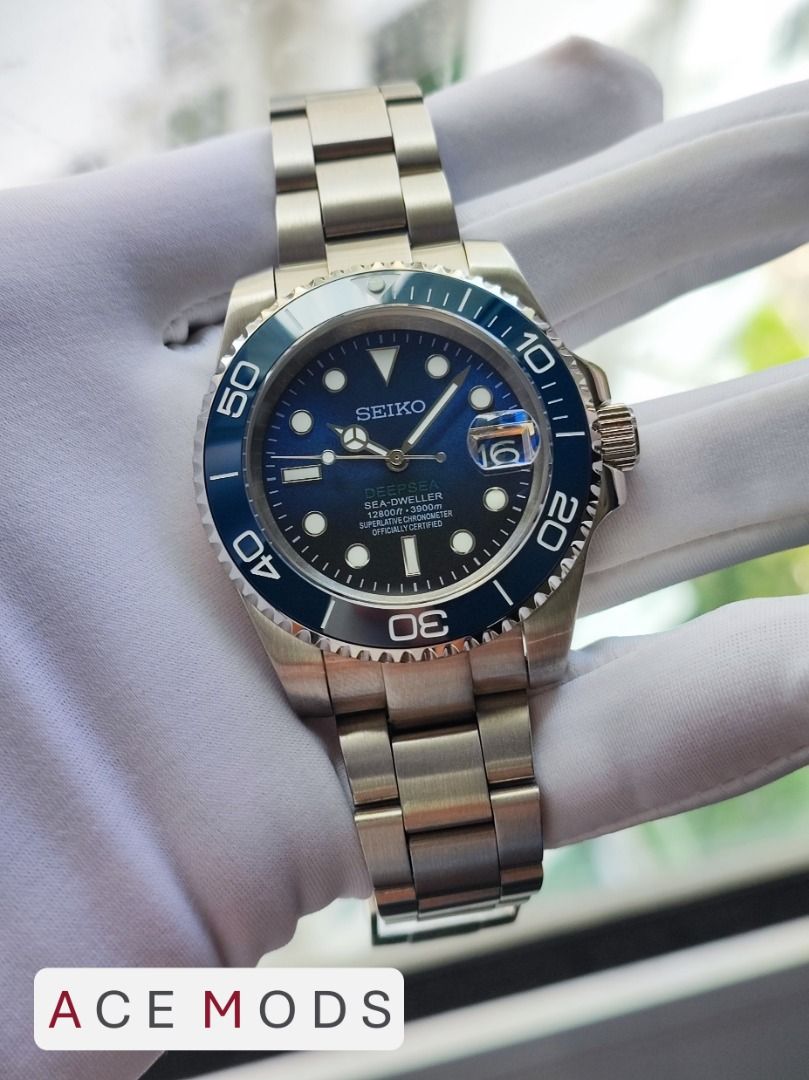 Seiko Mod Deep Sea with Blue Dial, Men's Fashion, Watches & Accessories ...