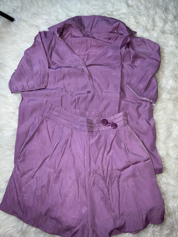 (V77))set unggu bahan satin premium, Fesyen Wanita, Pakaian Wanita ...