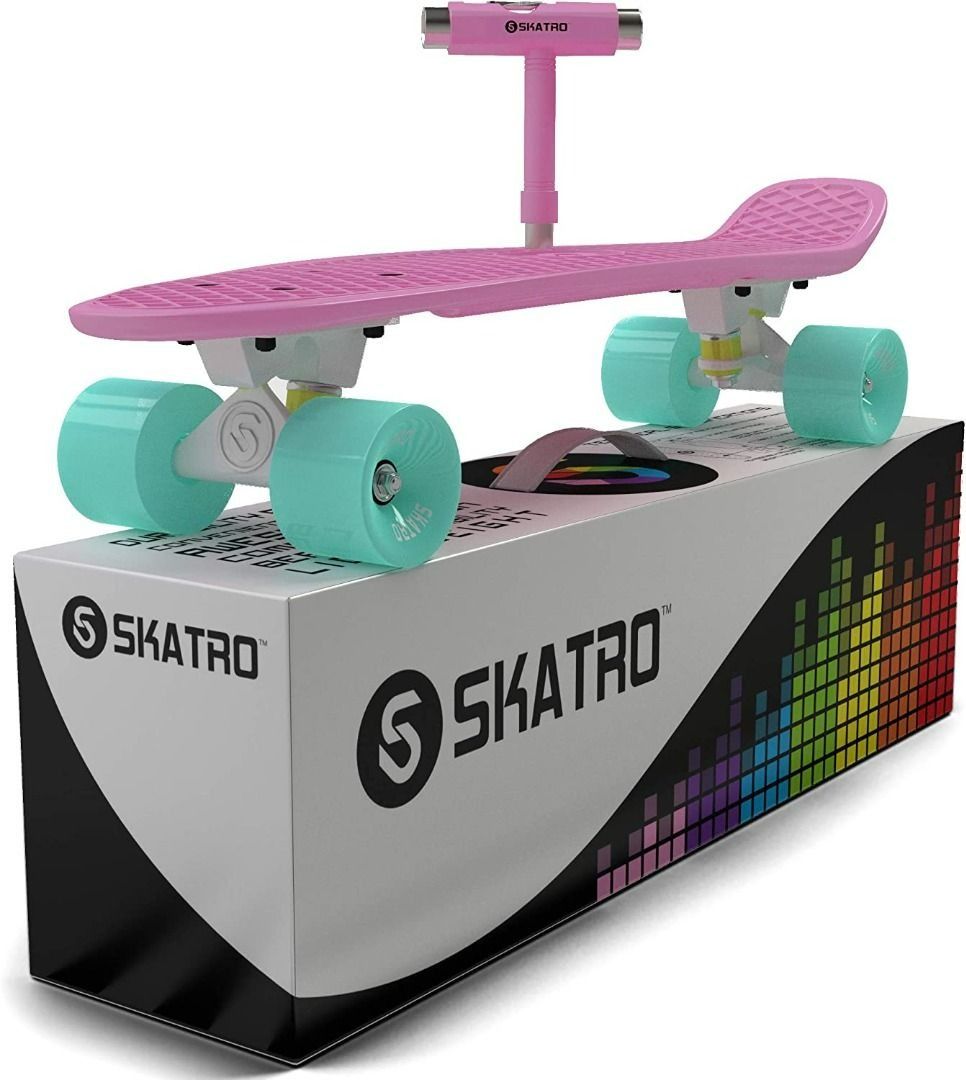 Skatro Mini Cruiser Skateboard. 22x6 inch Retro Style Plastic Board ...