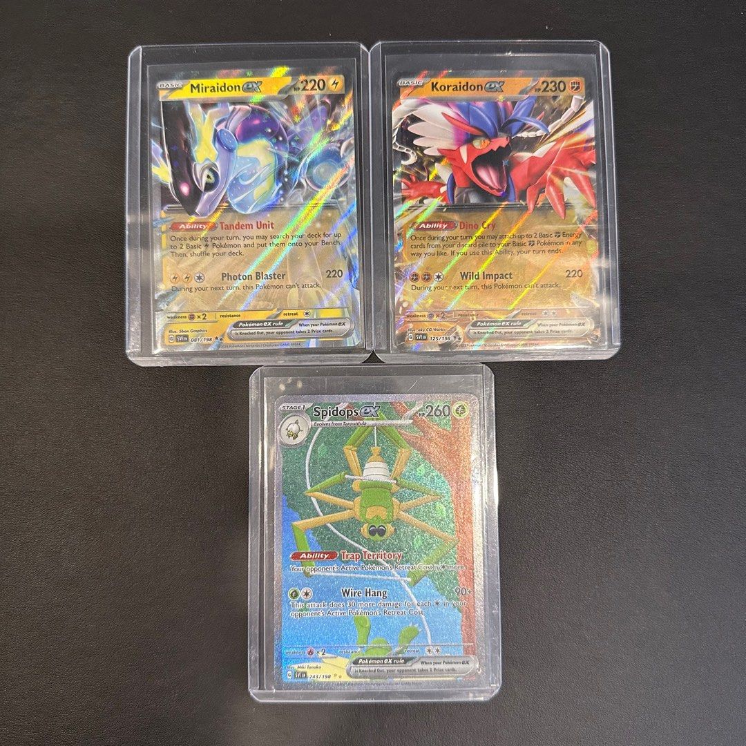 Spidops ex SIR 243/198, Koraidon ex, Miraidon ex, Pokemon Scarlet and ...